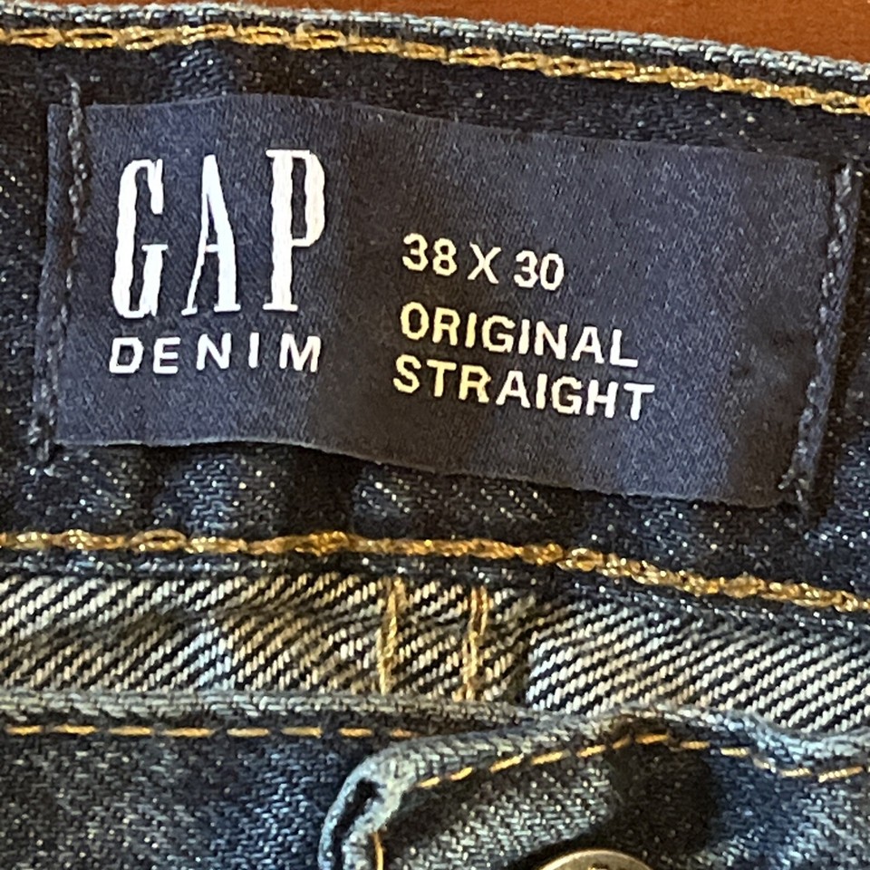Gap Denim Original Straight Jeans Men's 38x30 Blue 5-Pocket Medium Wash ...