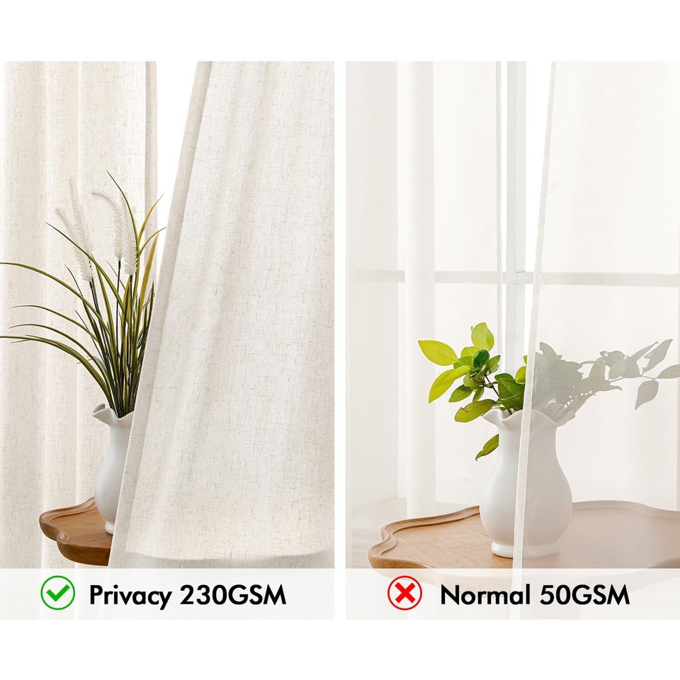 Non-See-Through Privacy Linen Curtains 2 Panels, Light Filtering Window ...