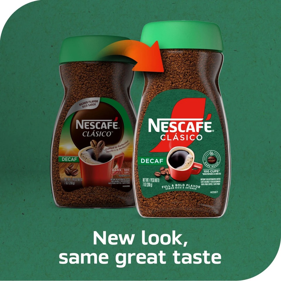 NESCAFÉ CLÁSICO Decaf Dark Roast Coffee, Instant Coffee, 7 oz, 1 Jar | eBay