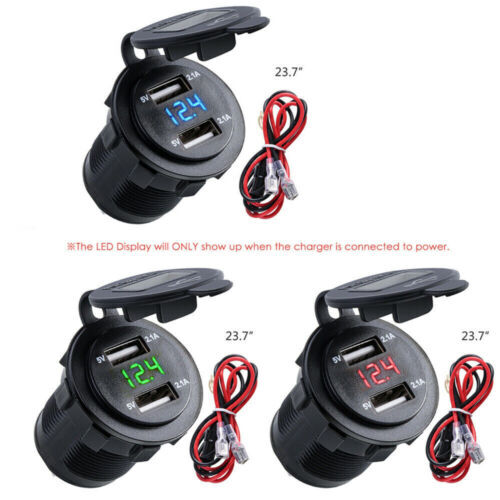 Car Fast Charger 12v Dual-Usb Port Power Outlet Cigarette Lighter ...