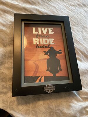 Hallmark Harley Davidson "Live Free Ride Free" Framed Sign WW. | eBay