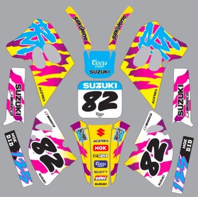Decals for Suzuki RM125 RM 125 GRAPHICS 1993-1995 stickers old school ...