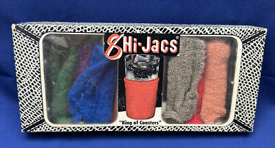 Vtg Hi-Jacs King Of Coasters 8 Glass Bottle Wraps Koozies Chromspun ...