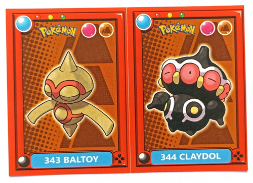 POKEMON POKEDEX Sticker EF #343-344 BALTOY / CLAYDOL Edition PERU 2022 ...