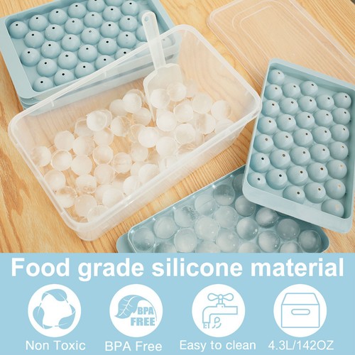 3 Layer Ice Cube Tray with Scoop Tong Easy Release Ice Ball Mold Tray ...