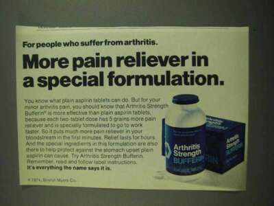 1974 Arthritis Strength Bufferin Ad - Pain Reliever | eBay