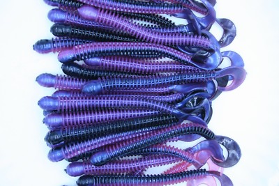 4" Tequila Sunrise Disc Ring Worms Soft Plastic Worms Walleye Bass ...