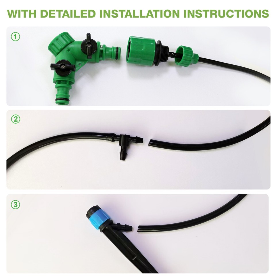 59FT Drip Irrigation System Garden Self Watering Flexible Hose ...