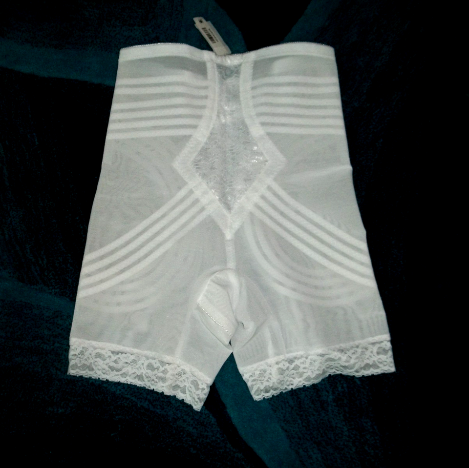 White RAGO Firm HIGH WAIST LEG SHAPER GIRDLE Lace No Roll Waist Size 34 ...