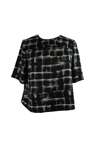 Rachel Roy Green Black Short-Sleeve Printed Bell-Sleeve Blouse S | eBay