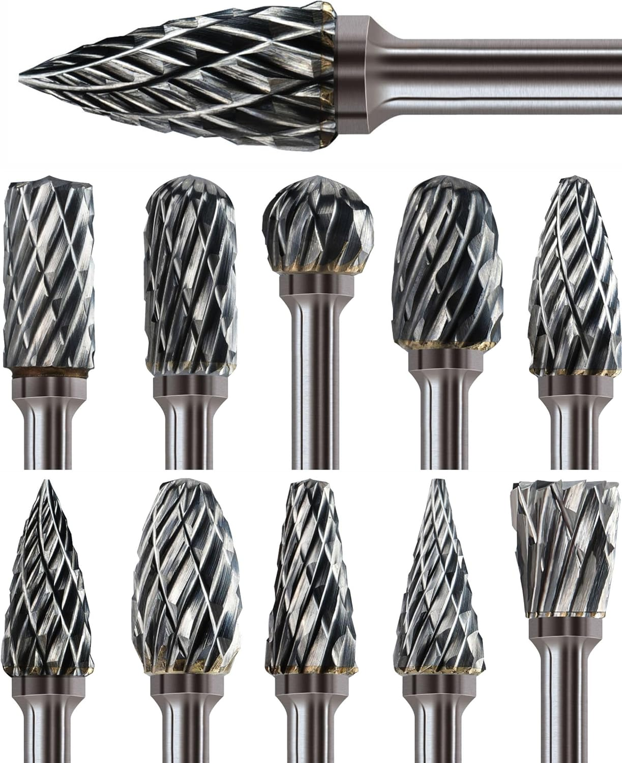 10Pcs Carbide Burr Bits Set for Dremel - Metal, Wood, Stone Engraving ...