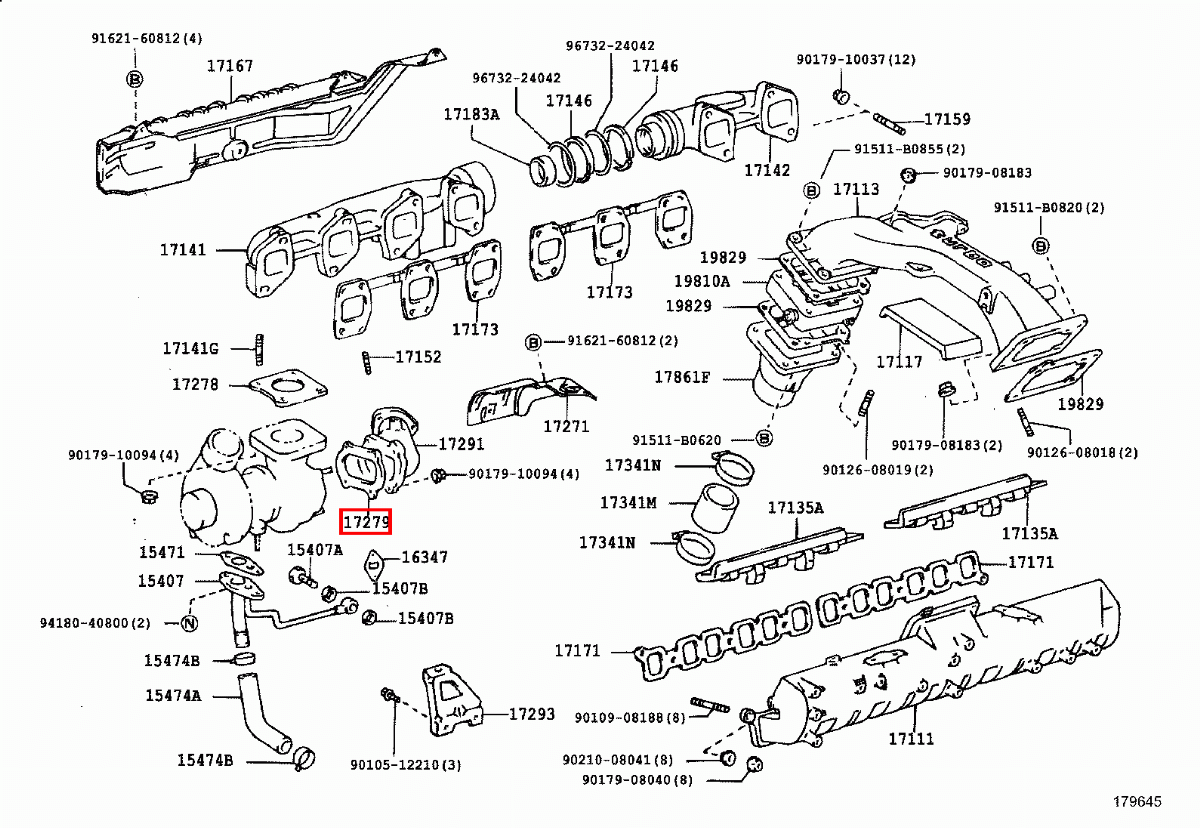 Genuine Toyota LandCruiser HDJ81 HDJ80 HDJ79 Turbocharger Outlet Pipe ...