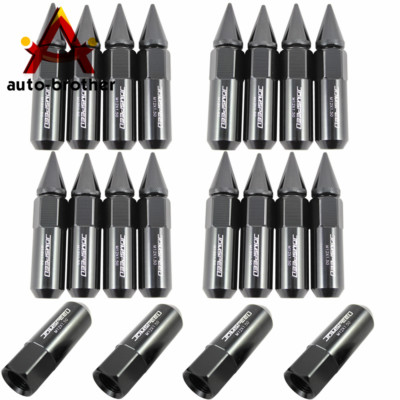 20PCS Black Aluminum SPIKED Extended Tuner 60mm Lug Nuts Wheels Rims ...