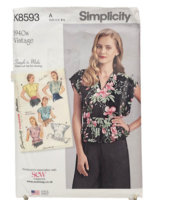 Simplicity #K8593 Size S-L 1940's Vintage Simple To Make | eBay