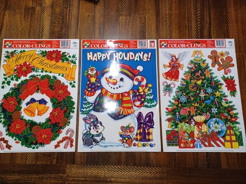 Vintage Christmas Color Clings 3 Sheets | eBay