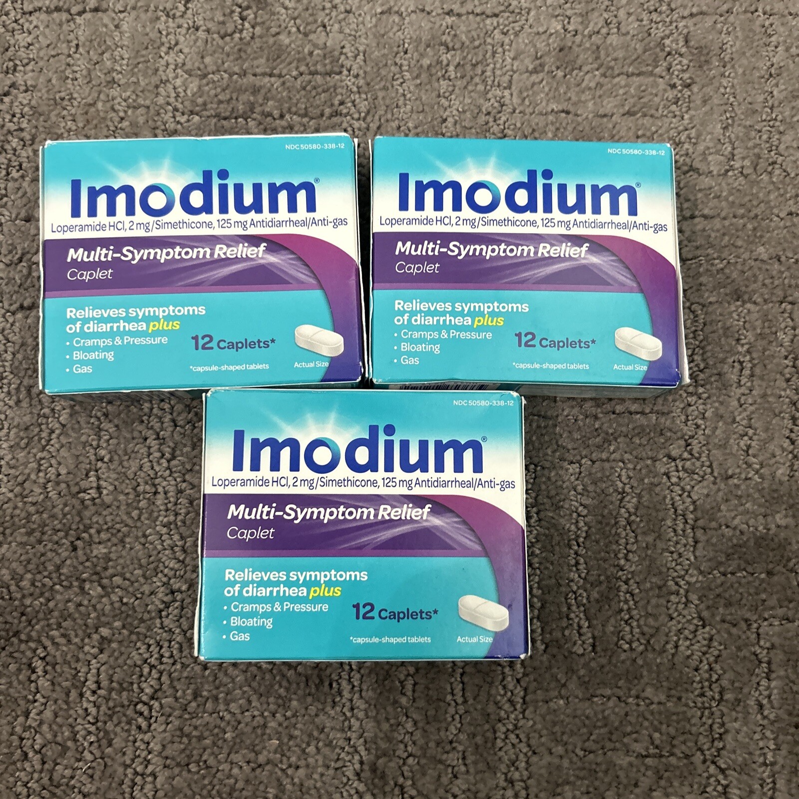 Lot Of 3 Imodium Multi-Symptom Relief Caplets, 12 Ct. Exp 5/25 ...