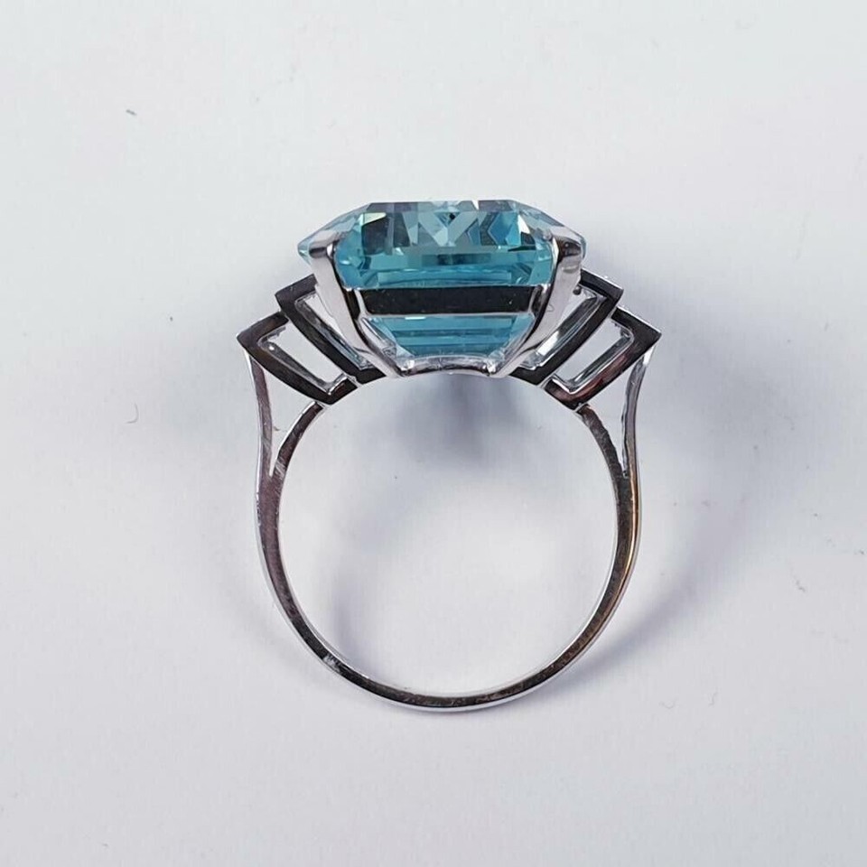 Transparent Long Rectangle Shape Clear Lab Created Aquamarine Solitaire ...