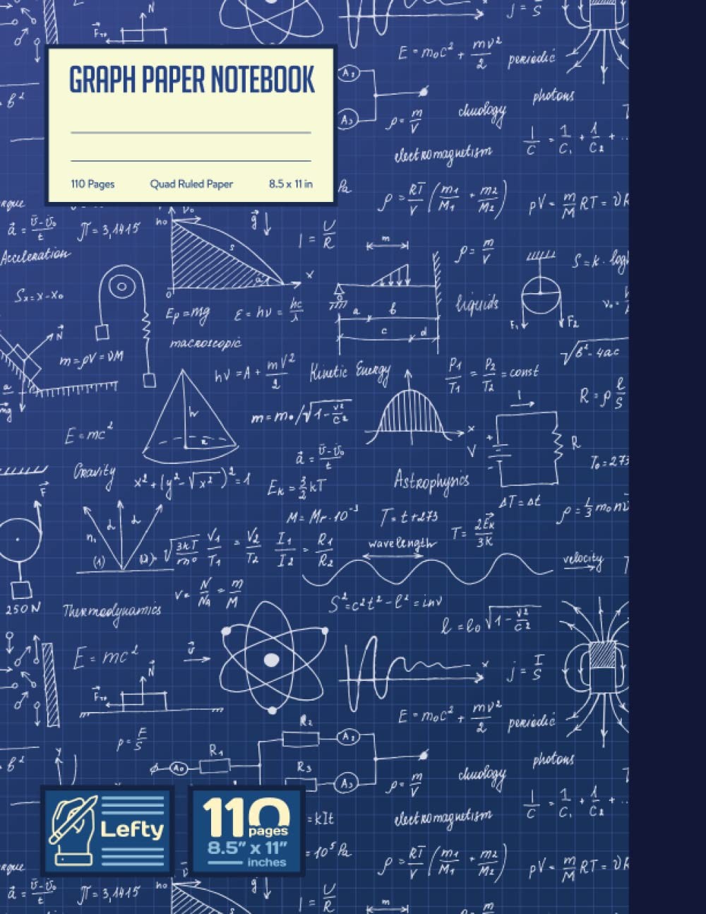 Left-handed Graph Paper Notebook: Math formula Blue Theme | Grid Paper ...