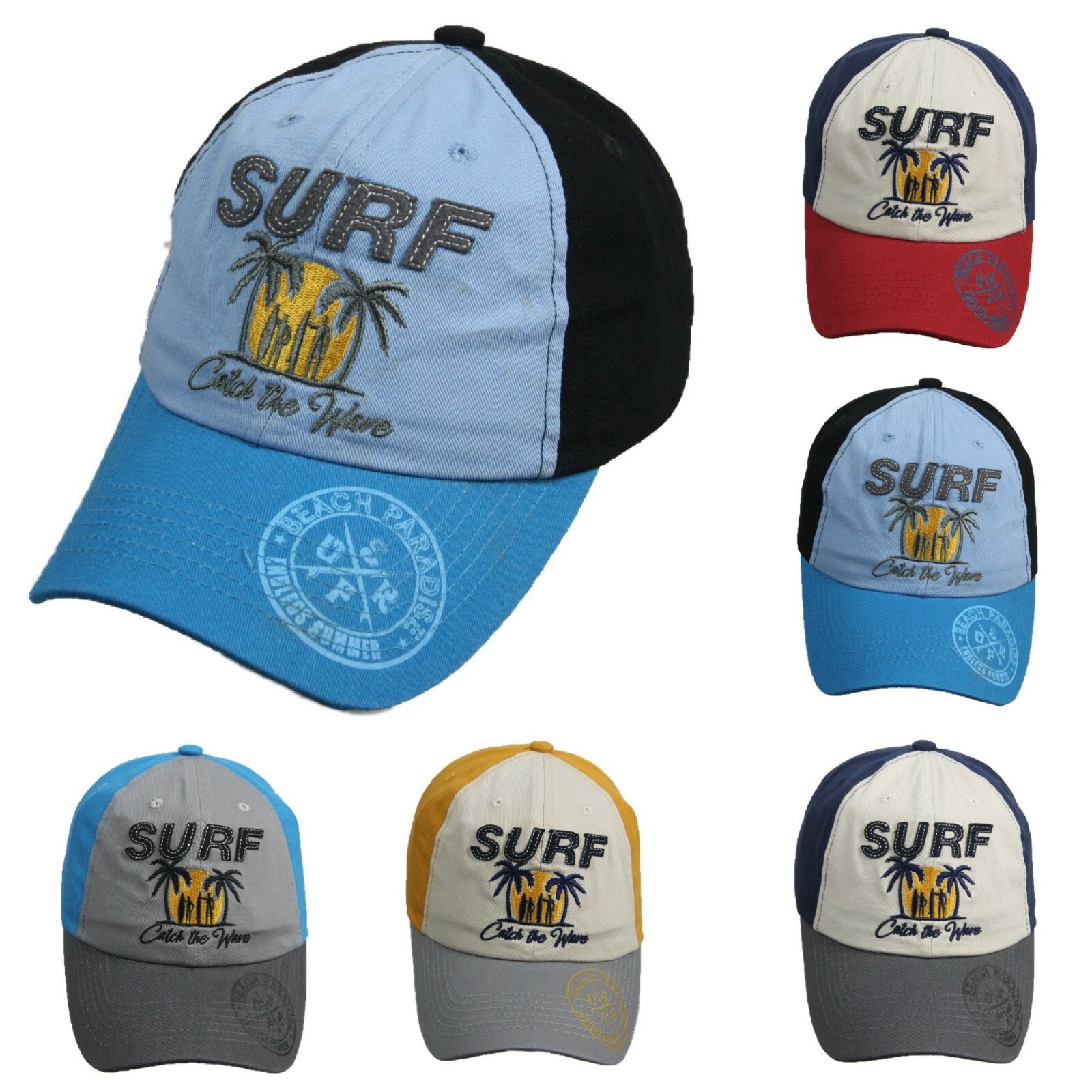 Baseball Cap SURF Sun Dad Hat Cotton Beach Catch The Wave Adjustable ...