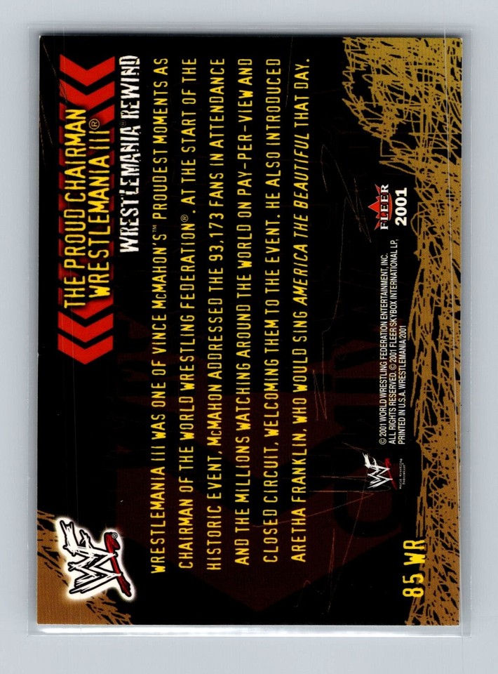 2001 Fleer WWF Wrestlemania Rewind Wrestling The Proud Chairman 85 WR ...