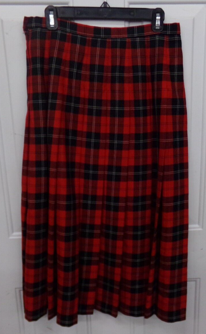 Pendleton Women's Vintage Wool Pleated Plaid Skirt 29685 Red Size 12 | eBay