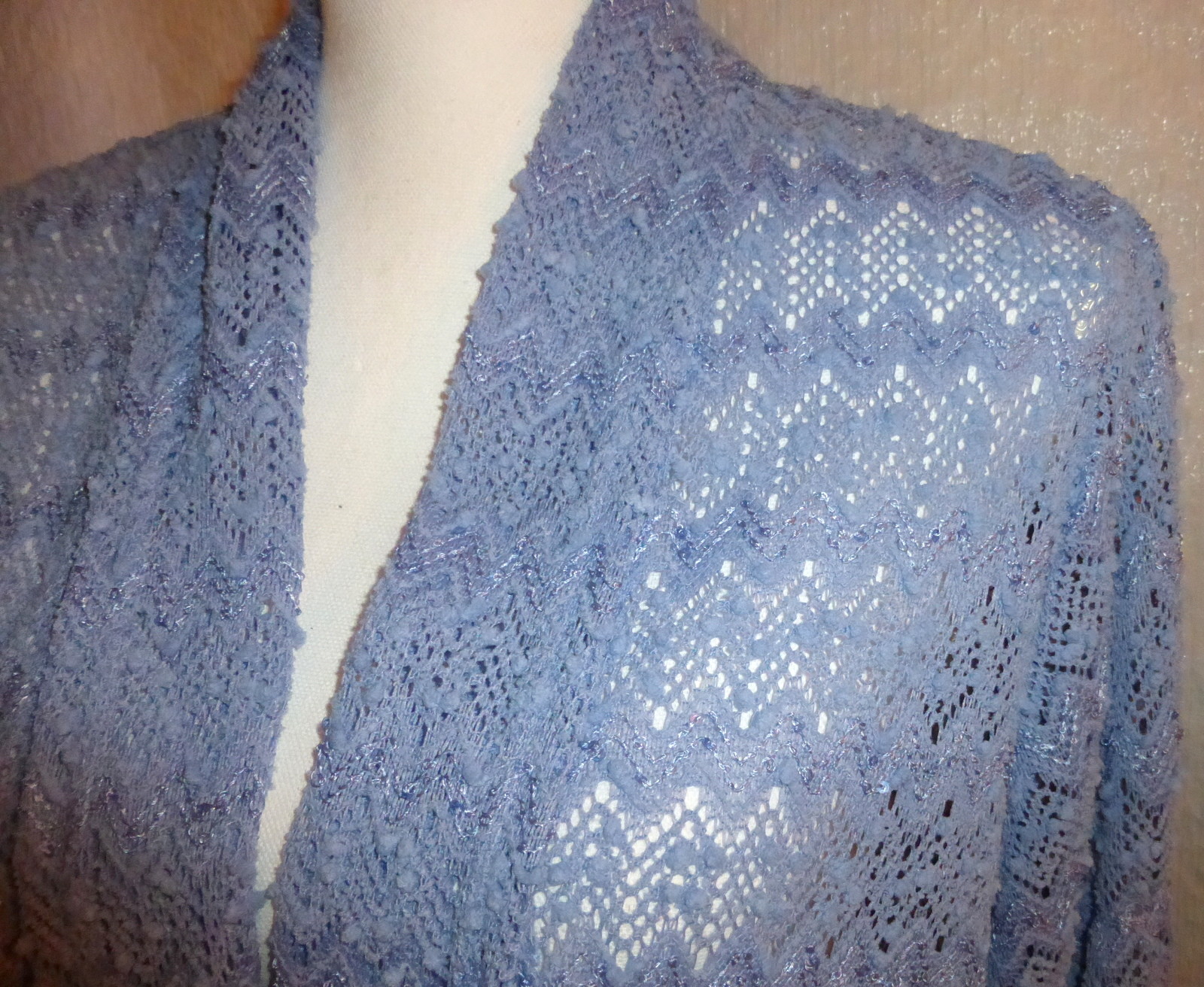Women's Alfred Dunner Periwinkle Blue Zigzag Popcorn Knit Shrug 3/4 ...