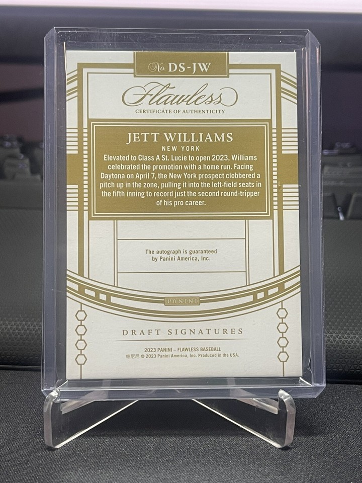 10/25! 2023 Flawless Jett Williams Draft Signatures Auto New York Mets ...