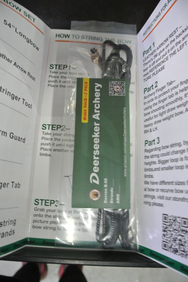 DEERSEEKER 54" traditional long bow left hand 60LB @28" | eBay