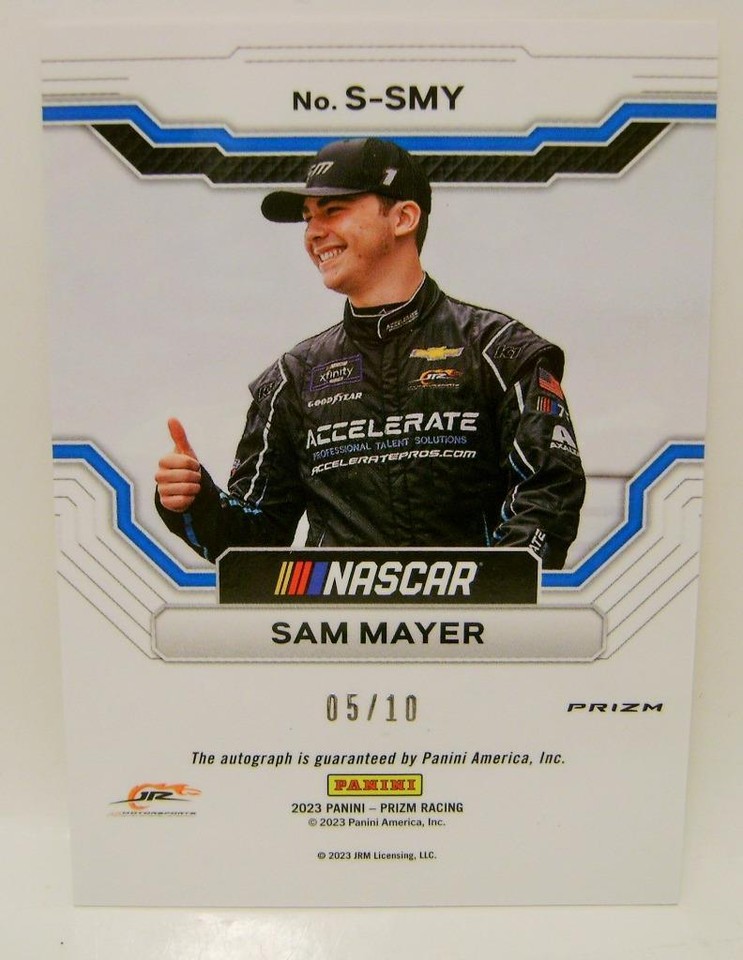 SAM MAYER GOLD #5 /10 AUTO AUTOGRAPH PRIZM PANINI NASCAR RACING 2023 | eBay