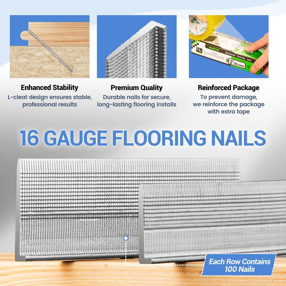 16 Gauge Flooring Nails 2 Inch, 16GA L Cleat Nails Hardwood Flooring ...