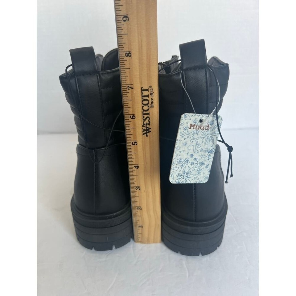 NWT MUDD Burbank Black Vegan Lug Platform Sole Lace Up Zip Comfort ...