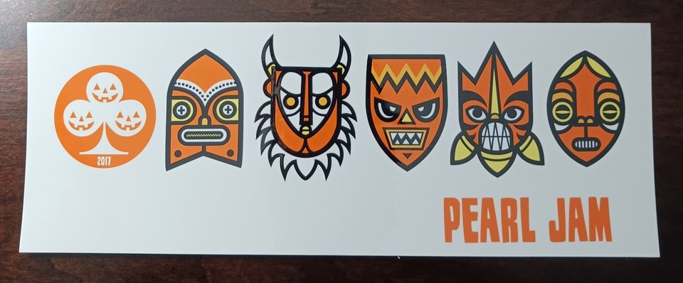 Pearl Jam 2017 Halloween Tribal Mask Sticker Limited Edition Ten Club ...