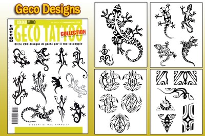 GECO GECKO Tattoo Flash Design Book 64-Pages Cursive Writing Art Supply ...