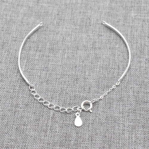 Sterling Silver Curved Bar Chain with Closed Ring 925 Silver Adjustable ...