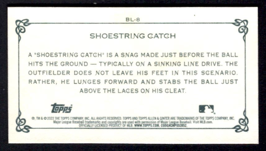 SHOESTRING CATCH 2022 Topps Allen & Ginter Mini Card #BL-8 Baseball ...