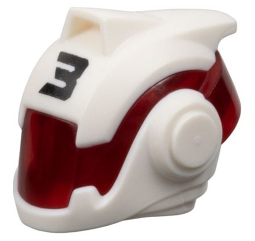 LEGO New White Minifigure Helmet Trans-Red Visor Black 3 Headgear 71048 ...
