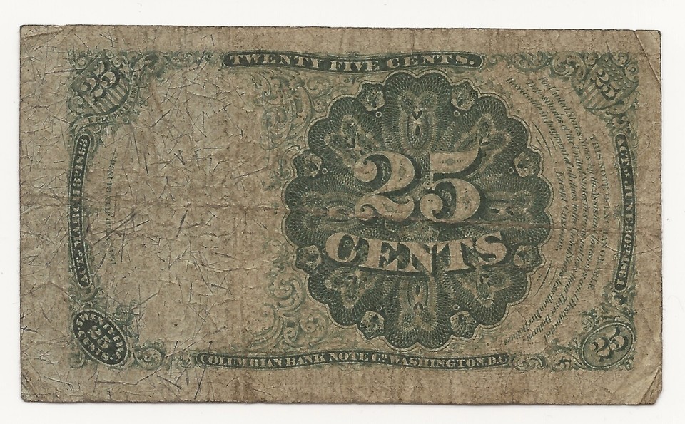 1874 Fractional Currency 25 Cents Paper Note Robert J Walker IYCN | eBay