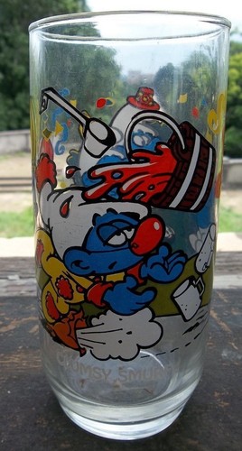 SMURFS Clumsy Smurf DRINKING GLASS 1983 EXCELLENT Condition | eBay