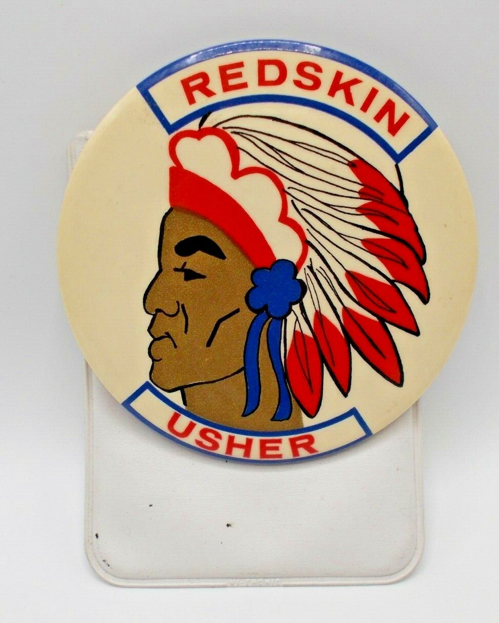 Redskin Usher Pin Button 3 Inch - Rare Vintage (Washington Redskins ...