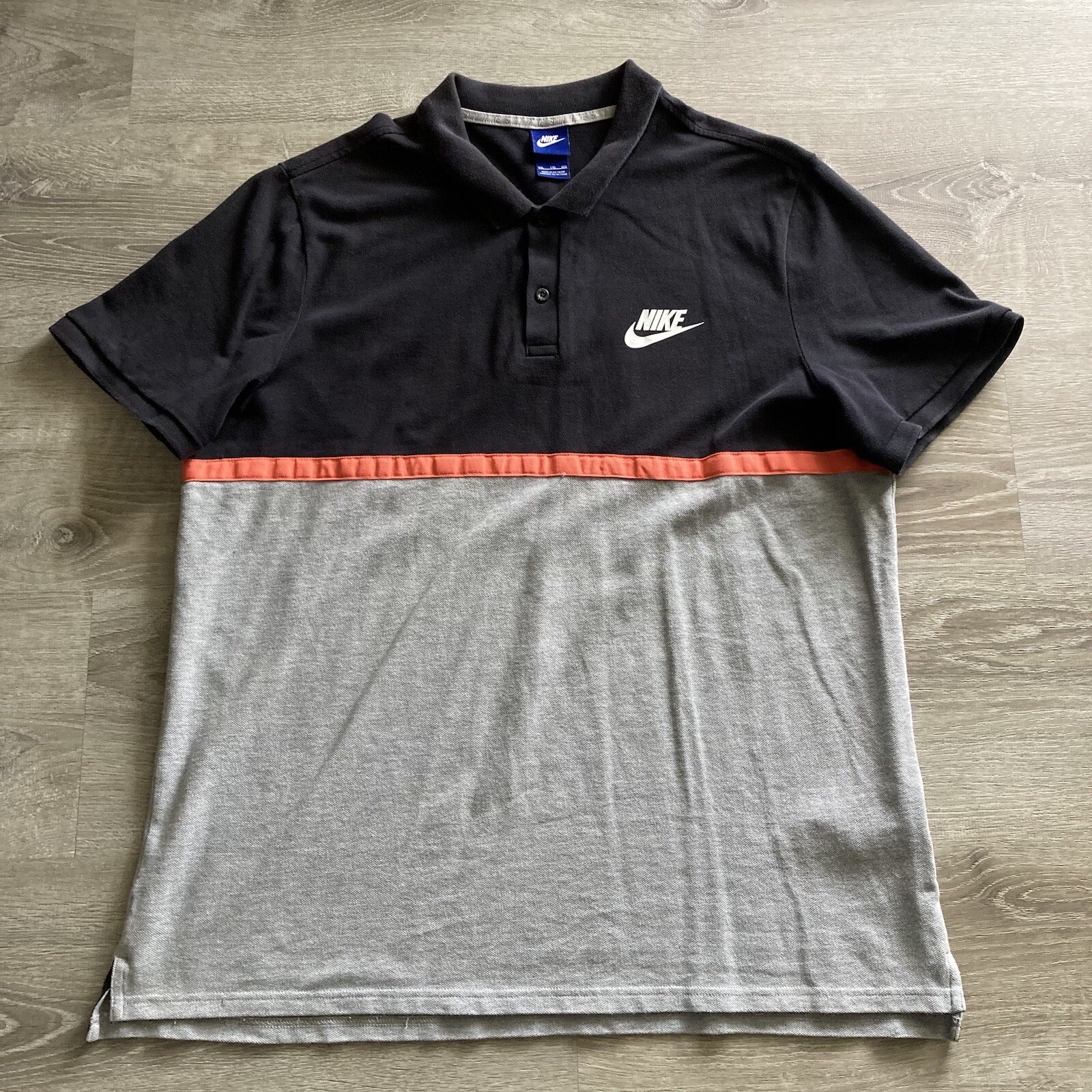 Vintage Nike Colorblock Polo Shirt Mens XXL Black Gray Spellout Logo ...