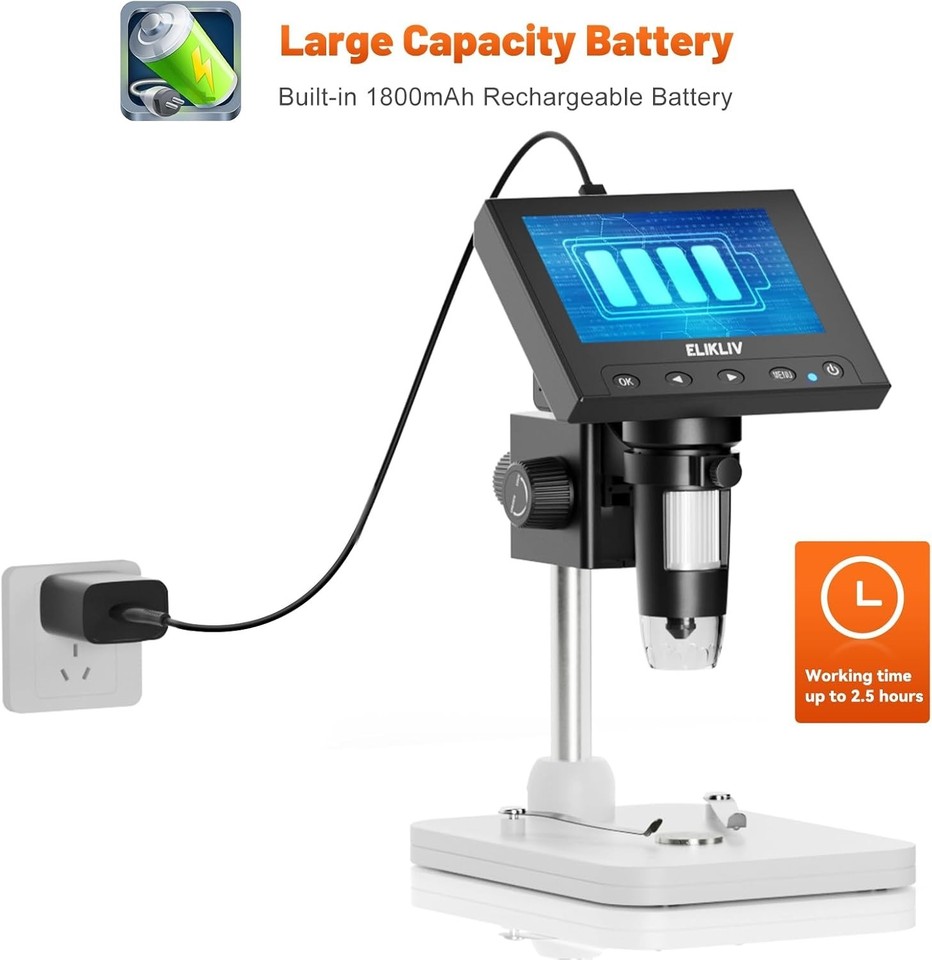 LCD Coin Magnifier with Ultimate 1000x Zoom, 8 LED Lights, and ...