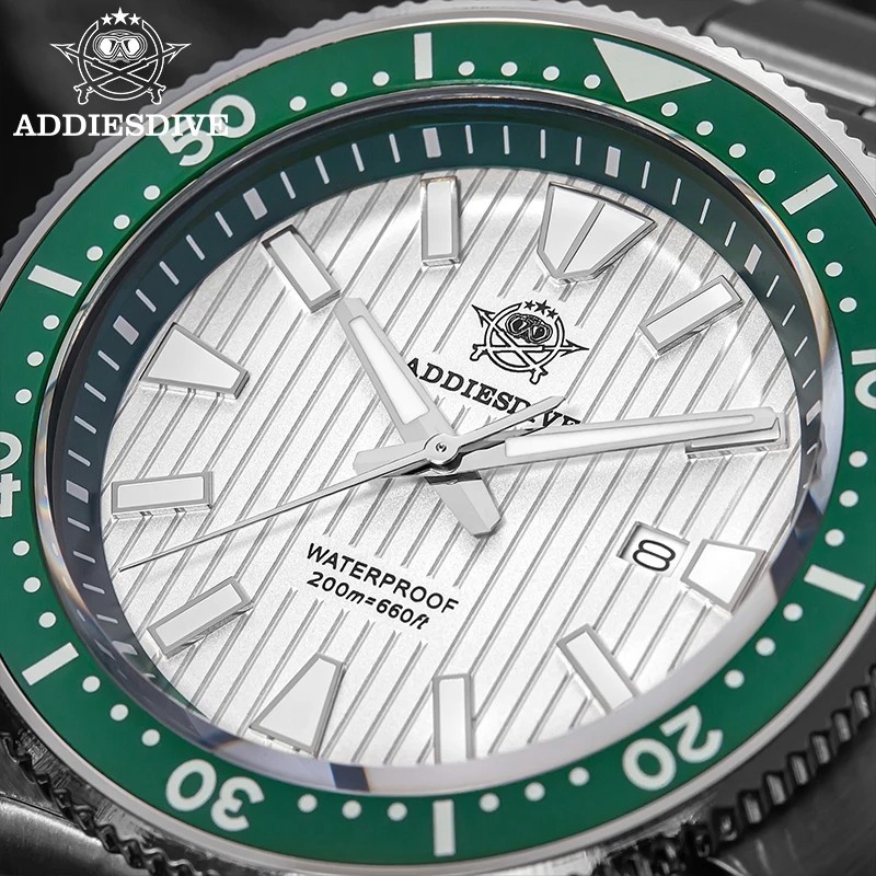 42MM ADDIESDIVE Turtle Quartz Mens Watch Diver Waterproof Stainless ...