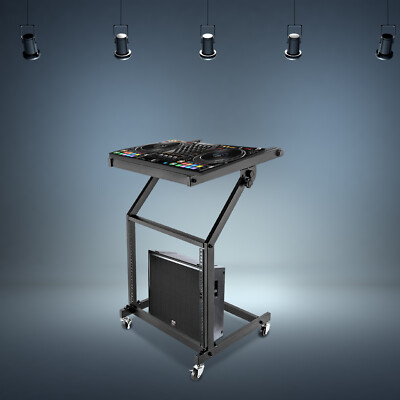 9U Rolling Rack Mount Mixer Case Stand Studio Equipment Cart Stage Amp ...