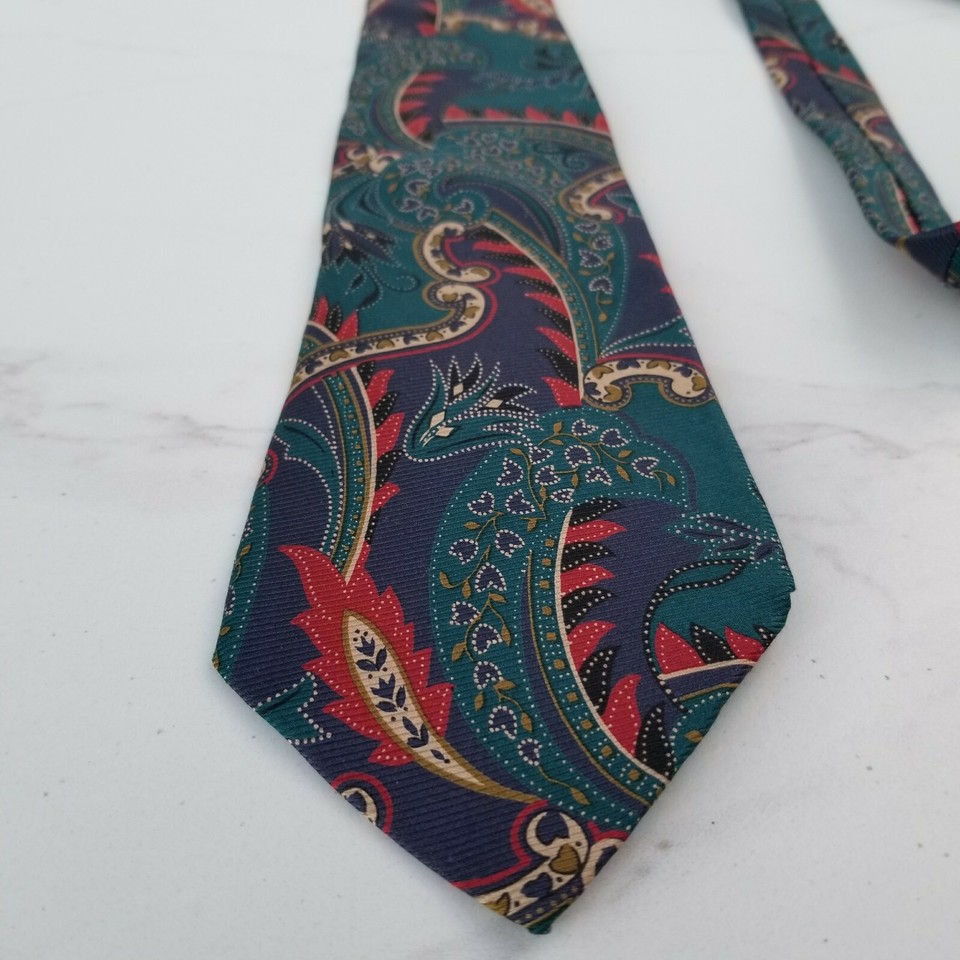 COACH Tie 100% Italian Silk Necktie Multicolor Paisley Floral VTG Made ...