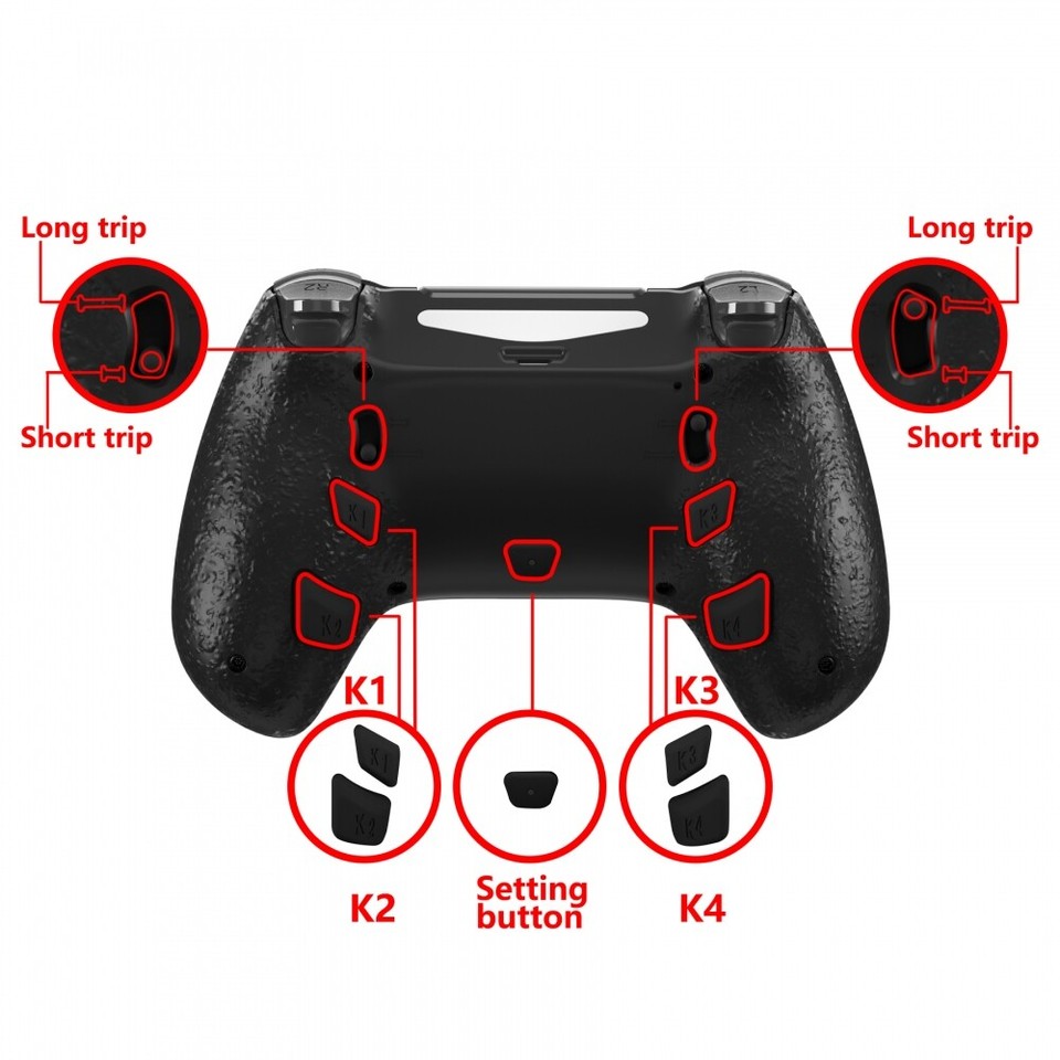 Back Paddles Buttons Shell Trigger Stops Upgrade Kit for PS4 Pro Slim ...