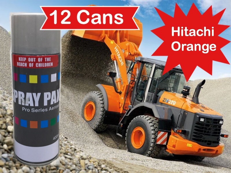 TOUCH UP 400ml AEROSOL SPRAY PAINT INDUSTRIAL ENAMEL HITACHI ORANGE 12 ...