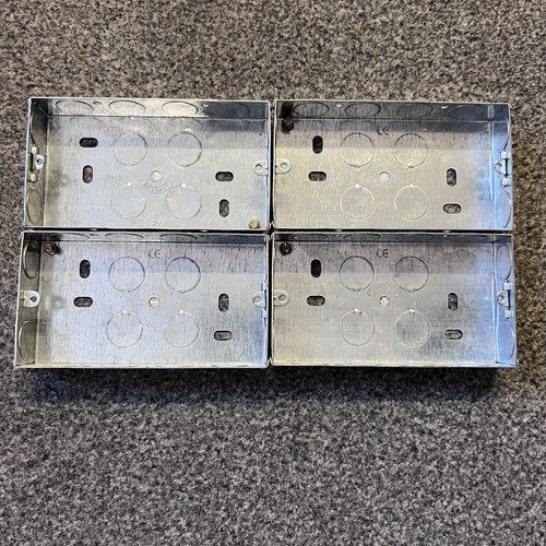 X4 Double Metal Back Box 25mm Flush Wall Pattress 2 Gang Electrical ...