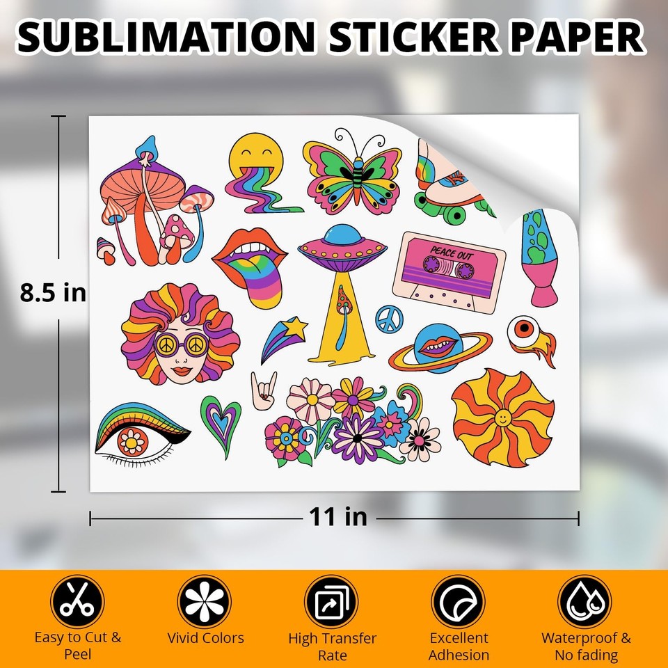Sublimation Sticker Paper - 50 Pcs Glossy White Waterproof Sublimation ...