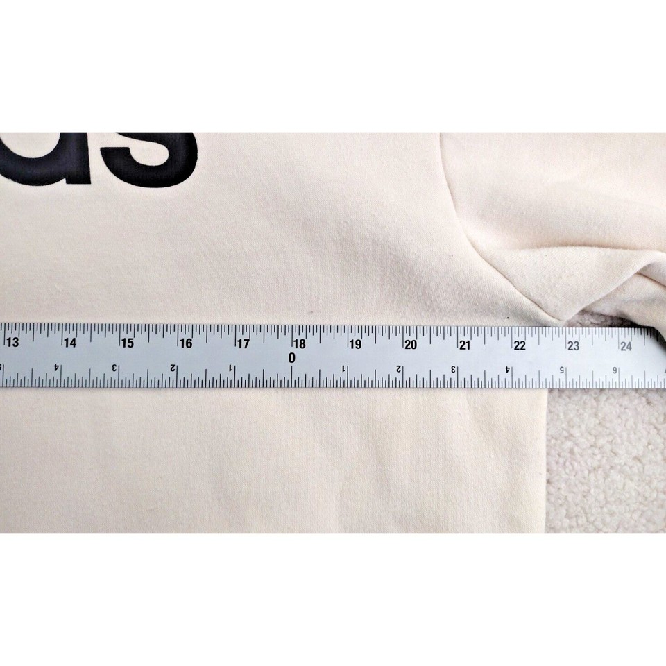 Adidas Men's Cream Pullover Hoodie Sweatshirt Logo Trefoil Pocket Size ...