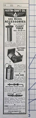 Austin-Craft Co Burbank CA Gas Model Accessories Parts Flight Timer Ad ...